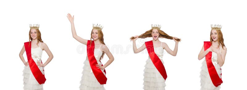 Beauty Contest Winner Isolated on the White Stock Photo - Image of ...