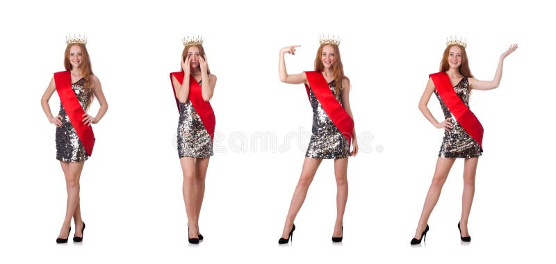 Beauty Contest Winner Isolated On White Stock Image - Image of beauty ...
