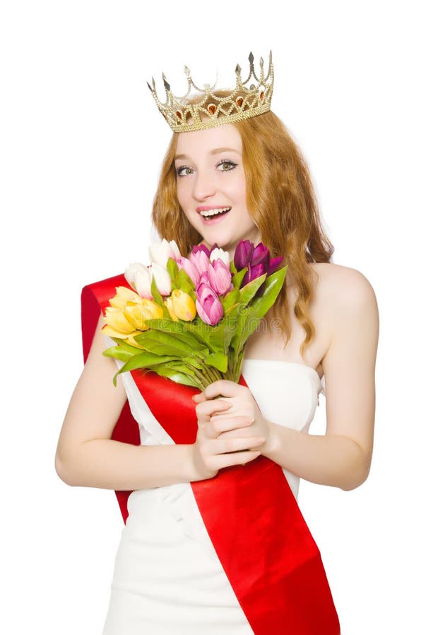 Beauty Contest Winner Isolated Stock Photo - Image of fashion, happy ...