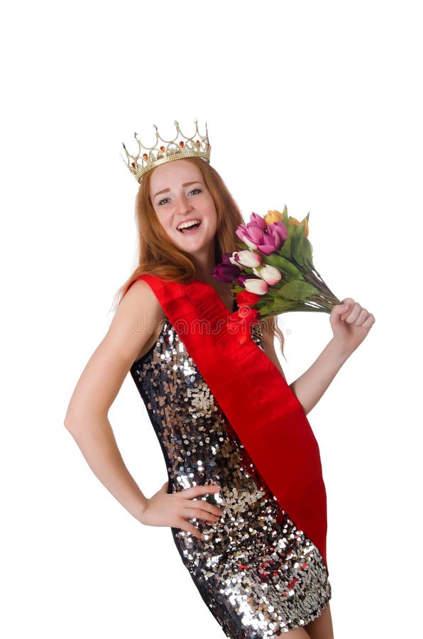 Beauty Contest Winner Isolated on White Stock Image - Image of beauty ...