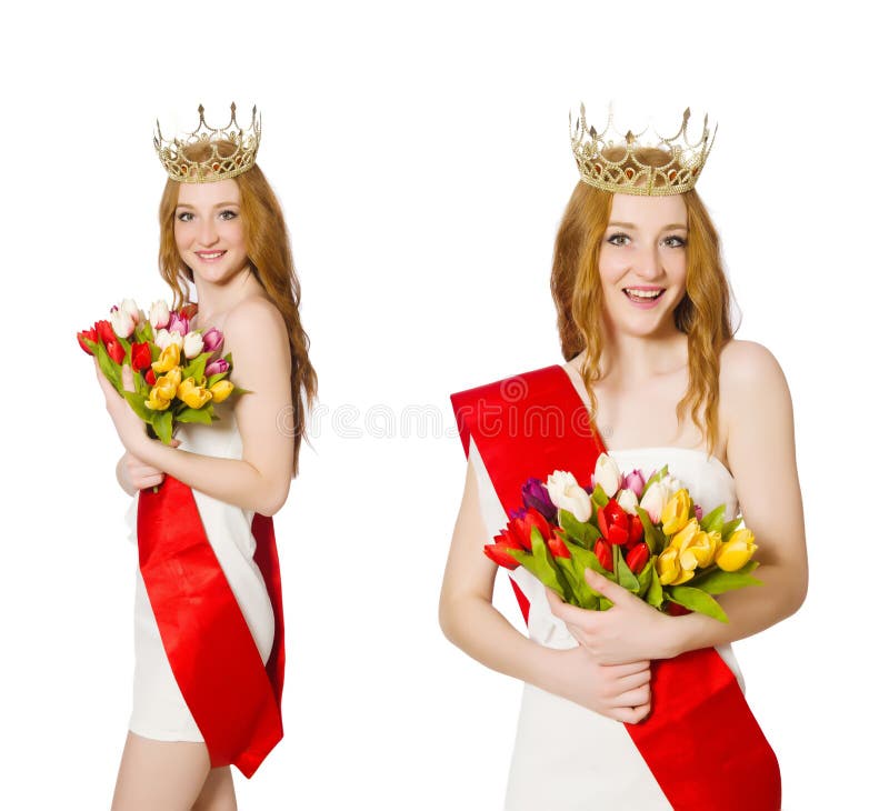 The Beauty Contest Winner Isolated on the White Stock Photo - Image of ...