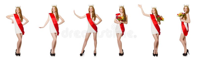 The Beauty Contest Winner Isolated on the White Stock Image - Image of ...