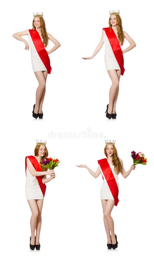 The Beauty Contest Winner Isolated on the White Stock Photo - Image of ...