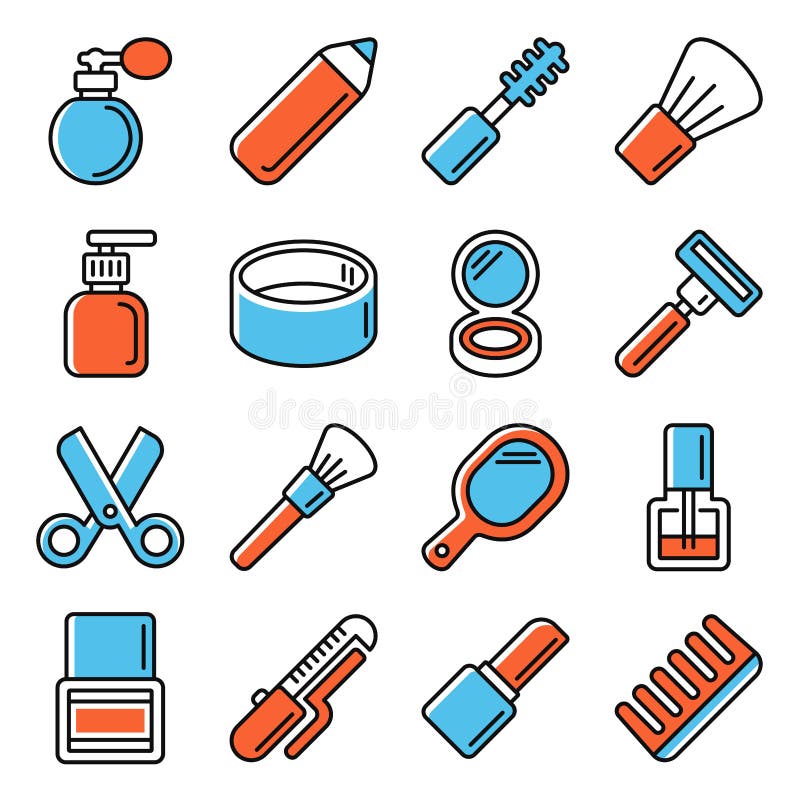 Beauty Cosmetic Icons Set on White Background. Vector Stock Vector ...