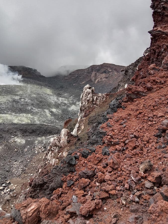 The Beauty of the Crater at the Top of Mount Selamet Stock Photo ...