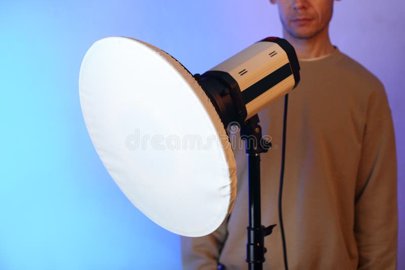 Beauty Dish with Diffuser on Flash with Person Stock Image - Image of ...