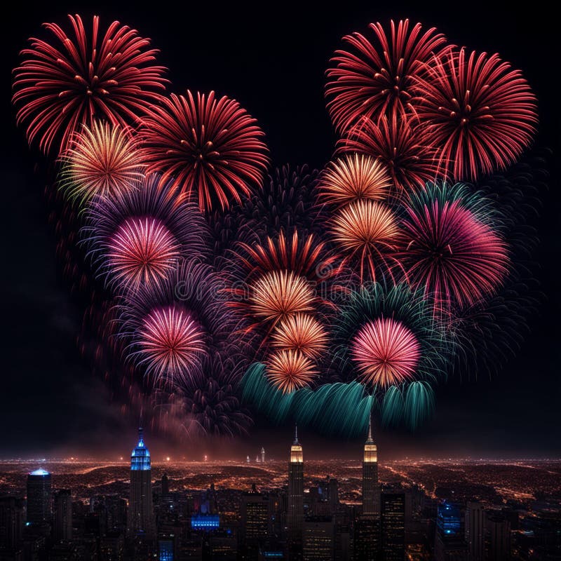 The Beauty of Diverse and Colorful Fireworks Exploding in the Night Sky ...