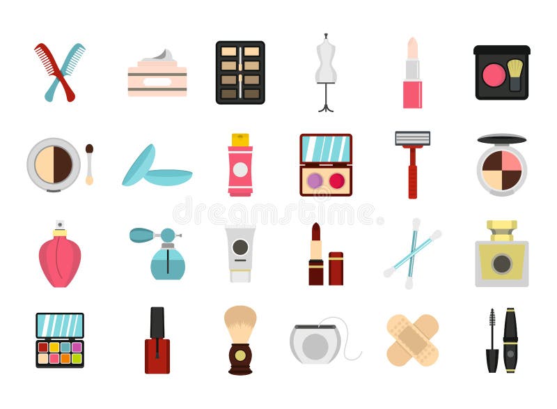Beauty Element Icon Set, Flat Style Stock Vector - Illustration of ...