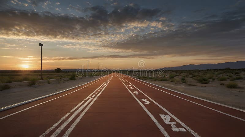 The Beauty of an Empty Endless Running Track at Sunset Stock Image ...