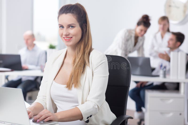 Beauty Female Office Worker Stock Image - Image of employee, desk: 63404705