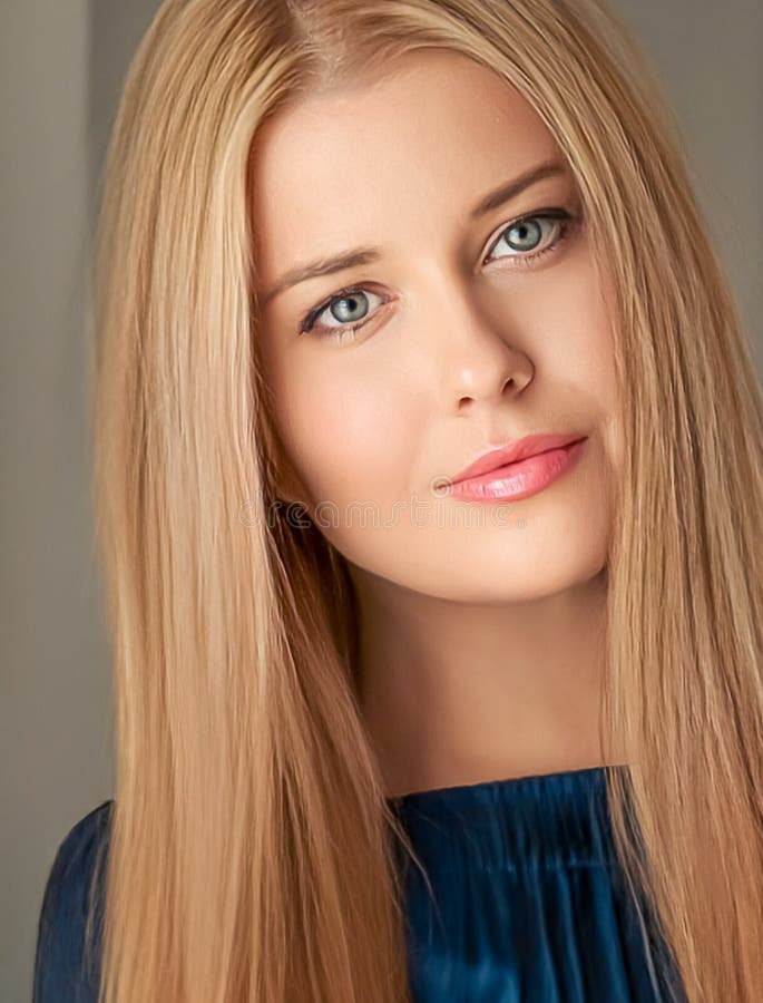 Beauty And Femininity Beautiful Blonde Woman With Long Blond Hair