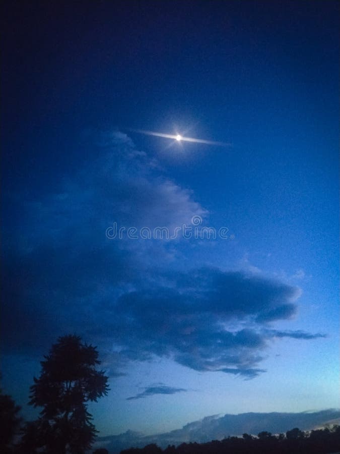 Beauty of Full Moon in Blue Sky Stock Photo - Image of camera, moon ...