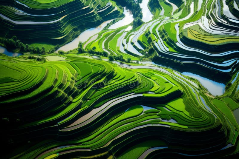 Beauty of Geometric Patterns in Terraced Paddy Fields Stock ...