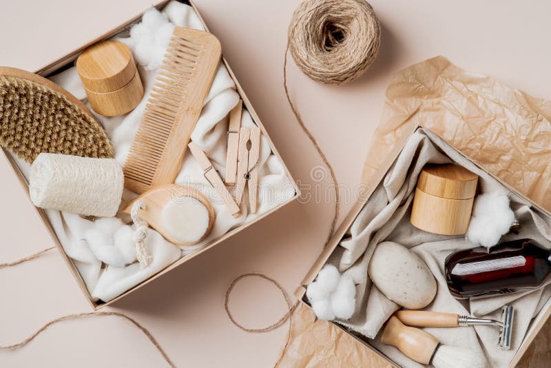 Beauty Gift Boxes with Natural SPA Cosmetics. Flat Lay, Top View Stock ...