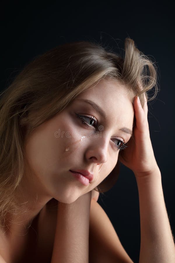 Beauty girl cry on black stock photo. Image of loss, black - 26787544