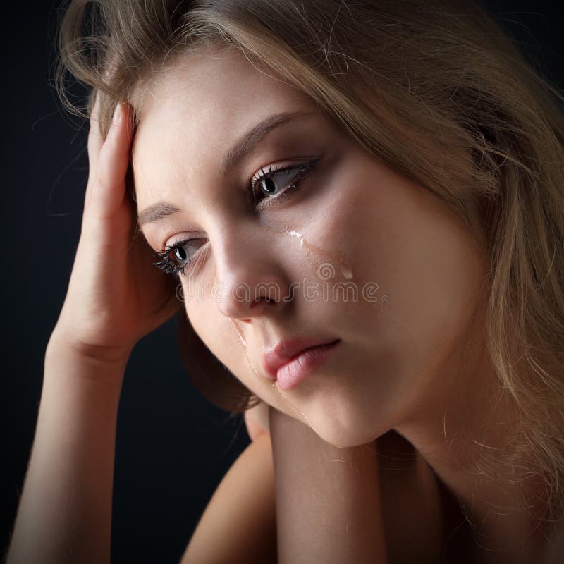 Beautiful Young Girl Crying Stock Photo - Image of adolescence, fear ...