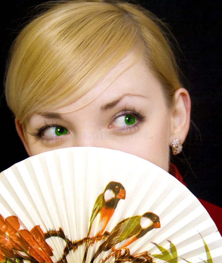 Beauty girl with fan stock image. Image of beauty, color - 4750357