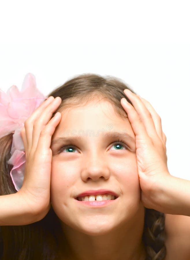 Beauty girl see up stock image. Image of hand, elegance - 5841507