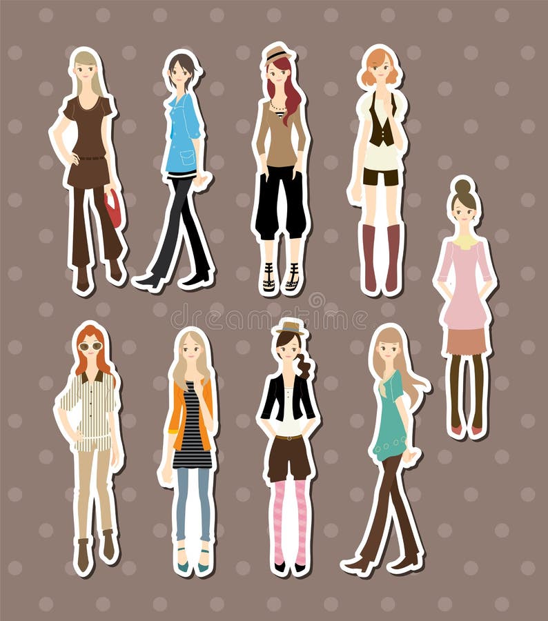 Beauty girl stickers stock vector. Illustration of group - 27114948