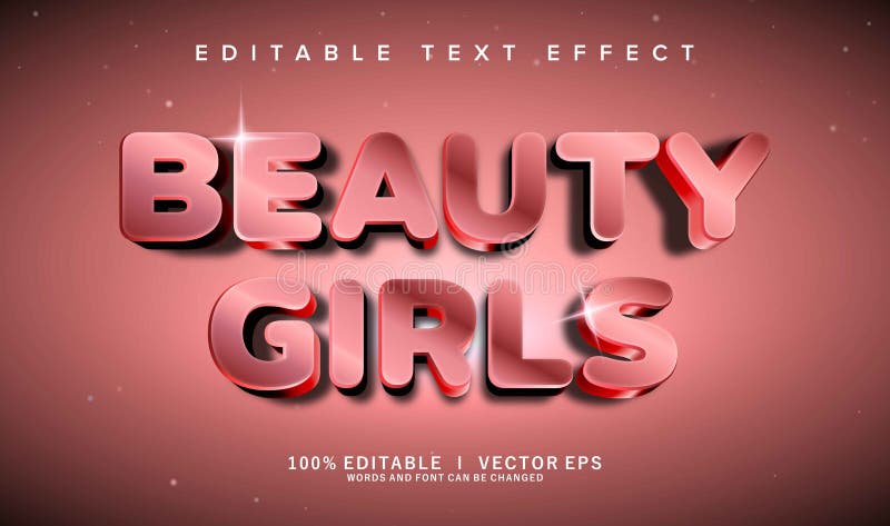 Beauty Girls Vector Text Effect with Modern Style Design Stock ...