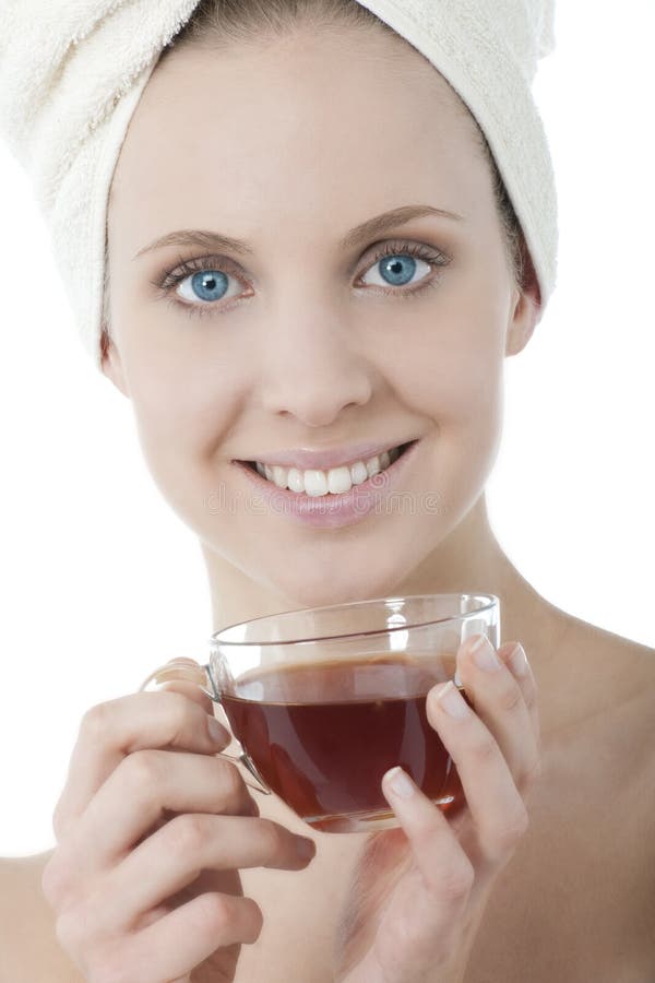 Beauty with herbal tea stock image. Image of medicine - 13376627