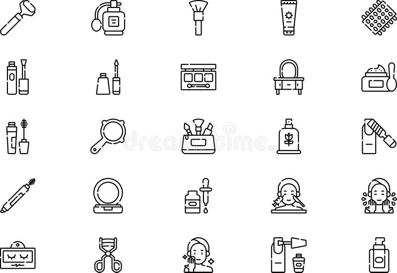 Beauty Icons Collection is a Vector Illustration with Editable Stroke ...