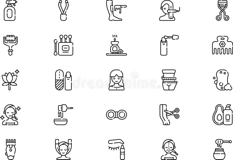 Beauty Icons Collection is a Vector Illustration with Editable Stroke ...