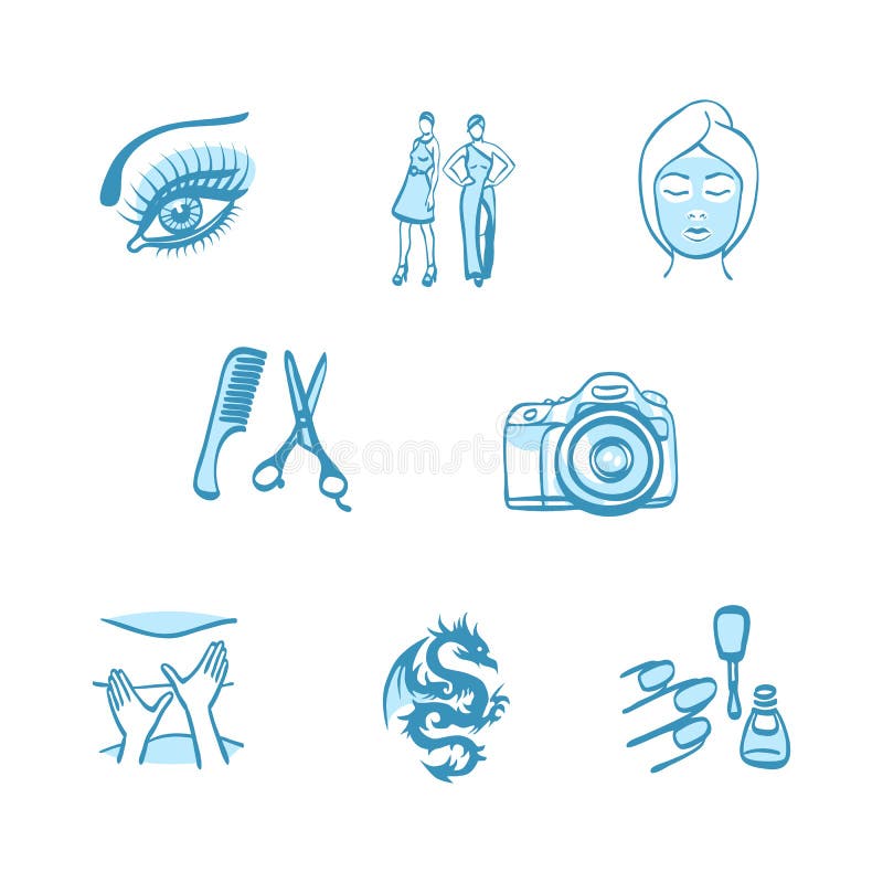Beauty Icons Set stock vector. Illustration of elegance - 52395428