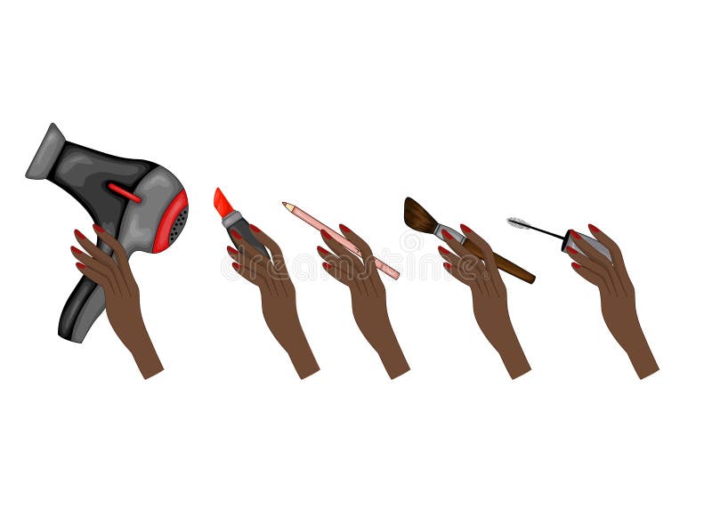 Beauty Illustration with Set of Female Hands with Beauty Objects ...