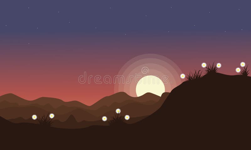 Beauty Landscape Spring at Night Stock Vector - Illustration of nature ...