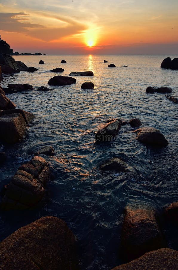 Beauty Landscape with Sun Rising Over Sea Stock Image - Image of nature ...