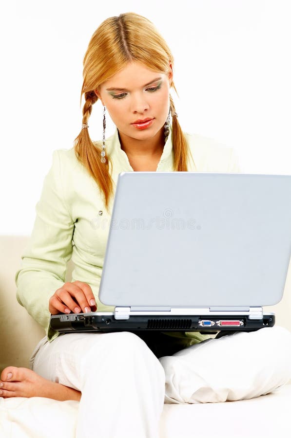 Beauty with laptop stock image. Image of browsing, internet - 806233