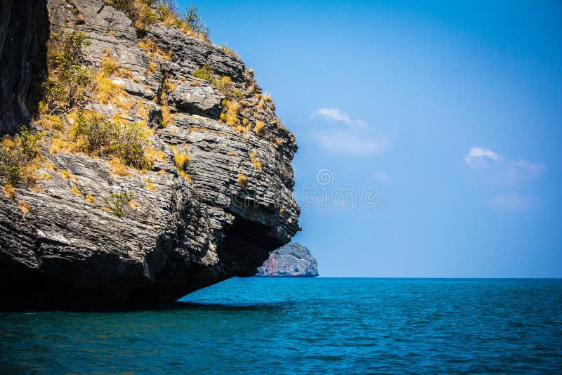 Beauty Limestone Rock in the Ocean Stock Image - Image of asia, fish ...