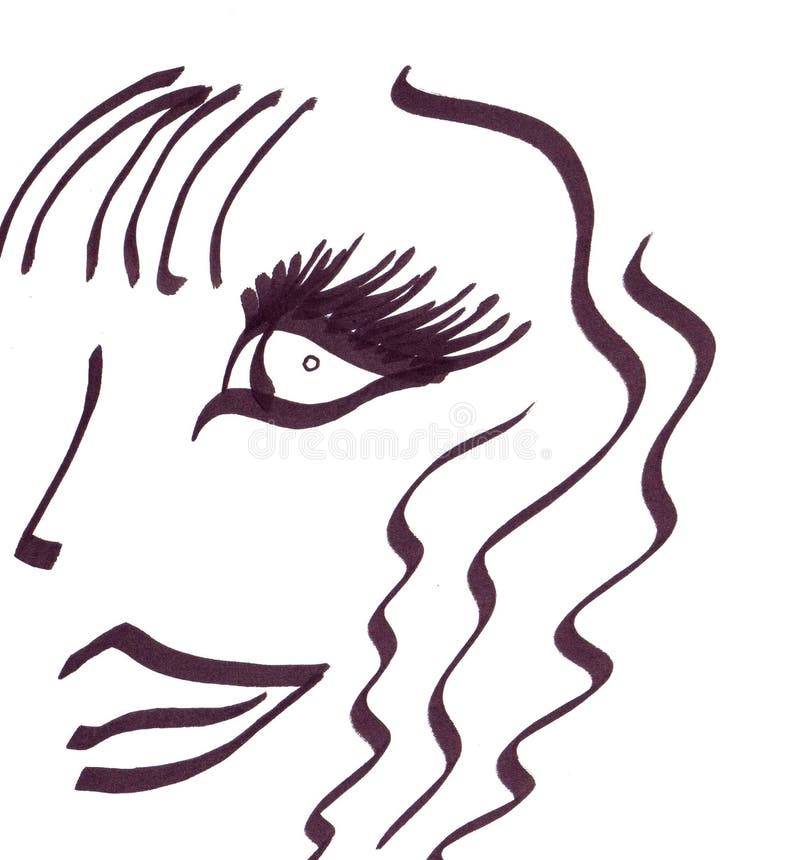 Beauty Line Art stock illustration. Illustration of hair - 9568042