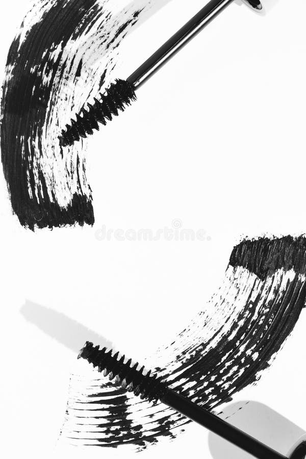 Black Mascara Sample for Eyelashes in a White Background Stock Photo ...
