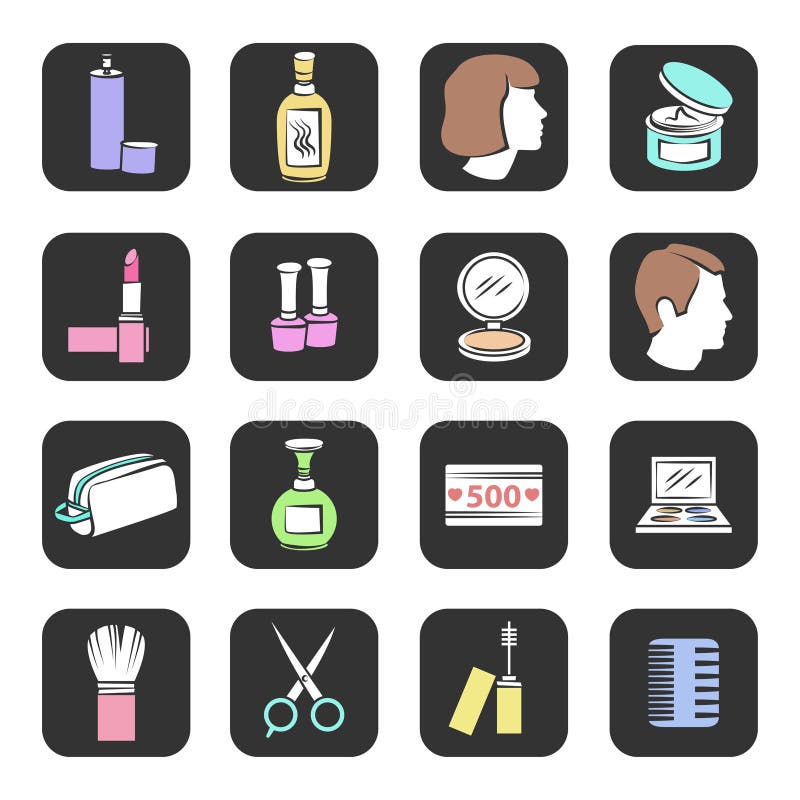 Beauty and makeup icons stock vector. Illustration of facial - 48729685