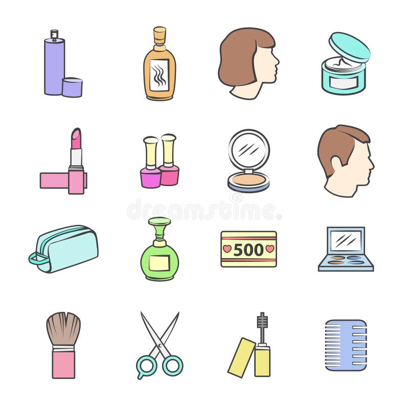 Beauty and makeup icons stock vector. Illustration of facial - 48729685