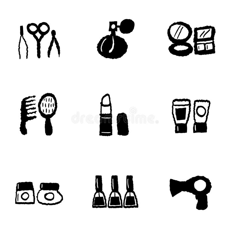 Beauty and Makeup Set and Signs Stock Vector - Illustration of brush ...