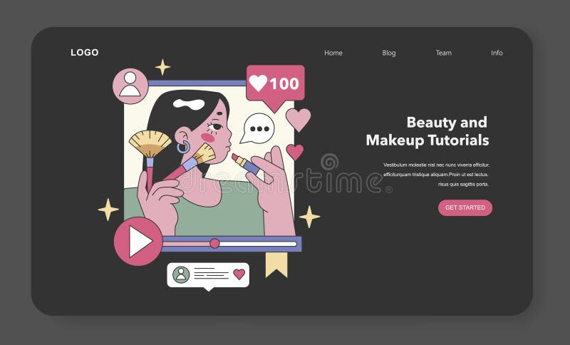 Beauty and Makeup Tutorials Theme. Flat Vector Illustration. Stock ...