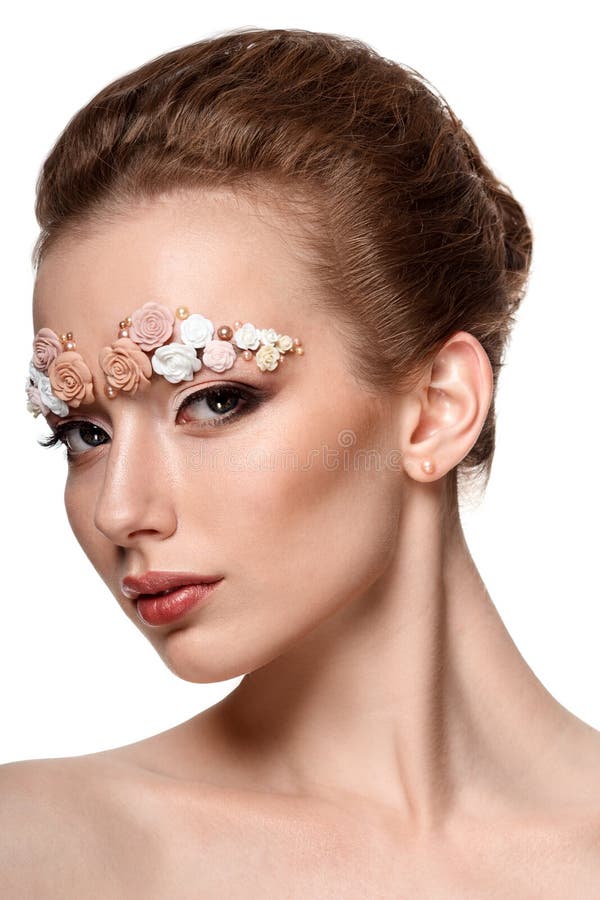 Beauty Model Portrait with Creative Eyebrows Stock Image - Image of ...