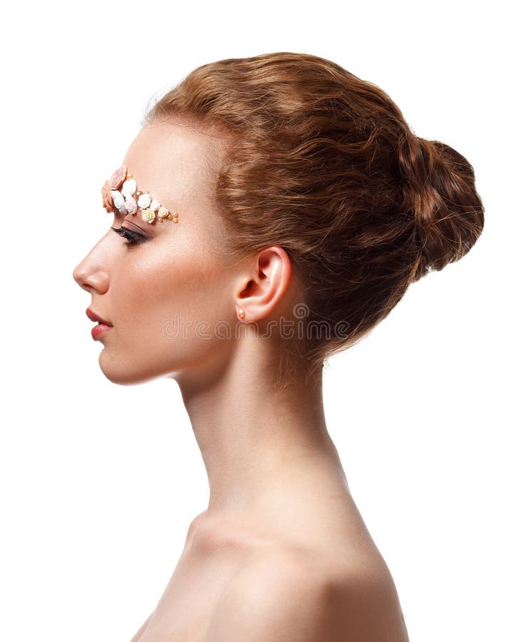 Beauty Model Portrait with Creative Eyebrows Stock Image - Image of ...