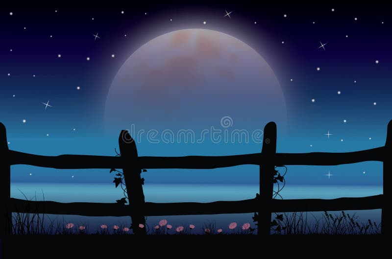 The Beauty of the Moon in Nature , Vector Illustrations Landscape Stock ...