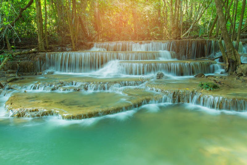 Multiple Layer Waterfalls in Deep Natural Forest, Natural Landscape ...