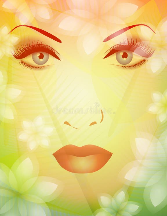 Beauty of Nature Spring Face 2 Stock Illustration - Illustration of ...