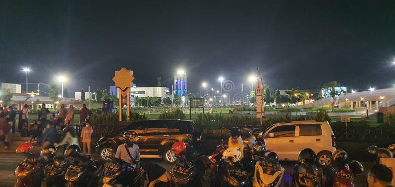 The Beauty of the Night in the Town Square of Tegal, Central Java ...