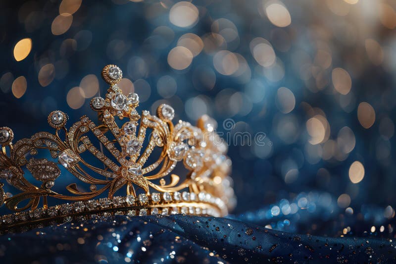 Beauty Pageant Blue Background, Tiara with Copy Space Stock Image ...