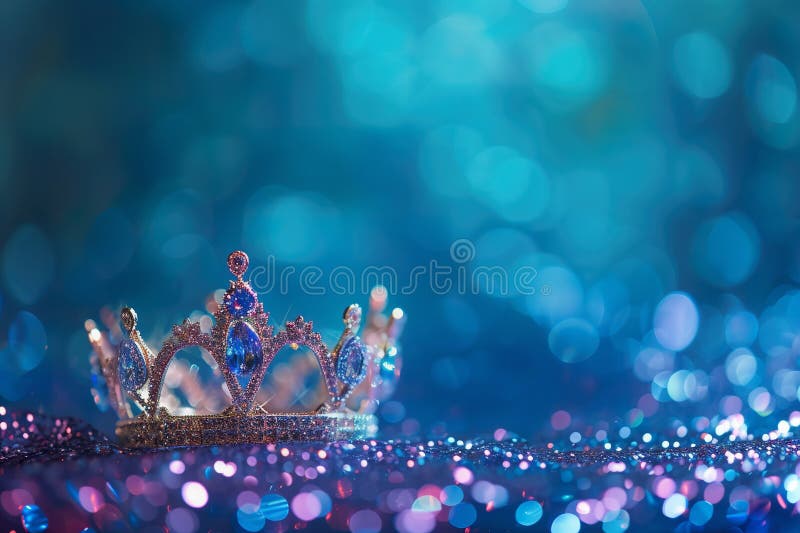 Beauty Pageant Blue Background, Tiara with Copy Space Stock Photo ...