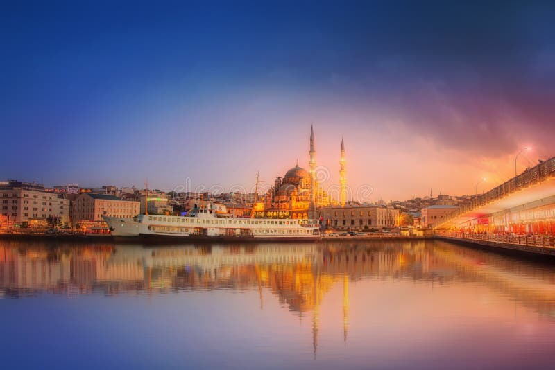 The Beauty Panorama of Istanbul at a Dramatic Sunset Stock Image ...