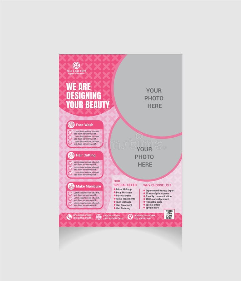 Beauty Parlor Flyer Design Template Stock Vector - Illustration of ...