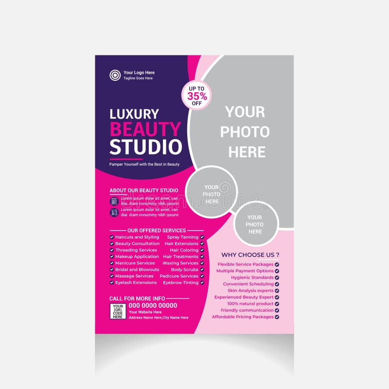 Beauty Parlor Flyer Design Template Stock Vector - Illustration of ...